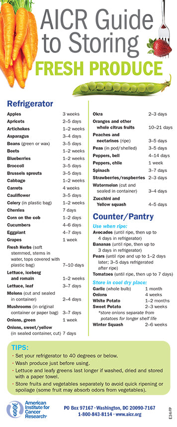 AICR Guide to Storing Fresh Produce (Pack of 25)