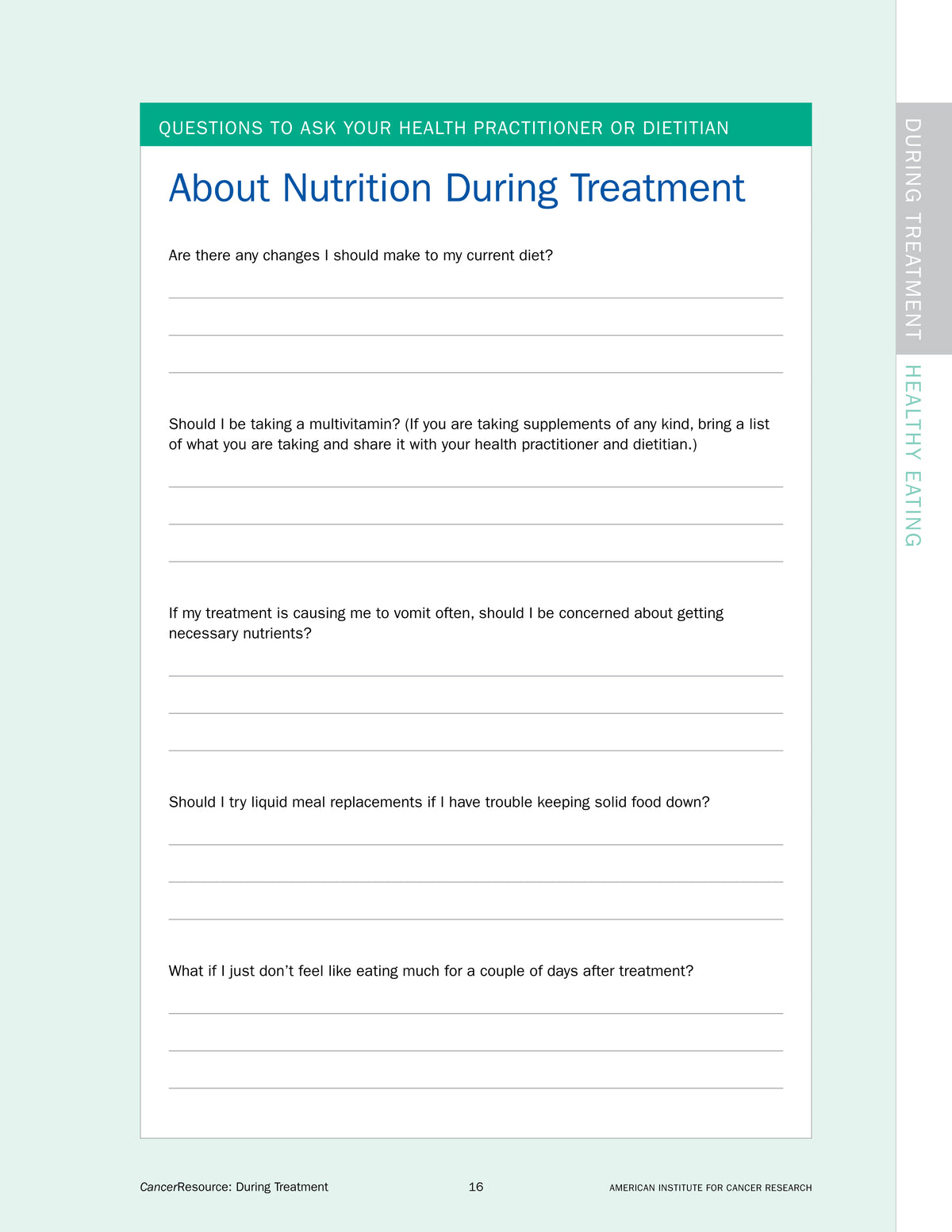 Cancer Resource: Living Well with Cancer and Beyond – AICR